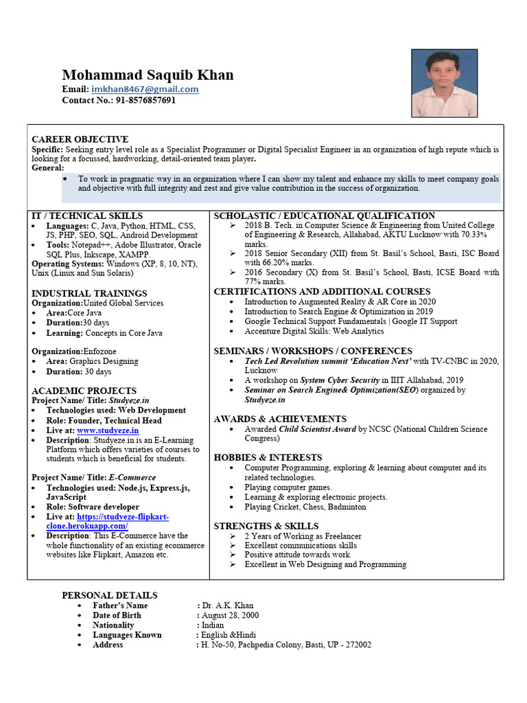 Resume Compressed | PDF | Java (Programming Language) | Computing
