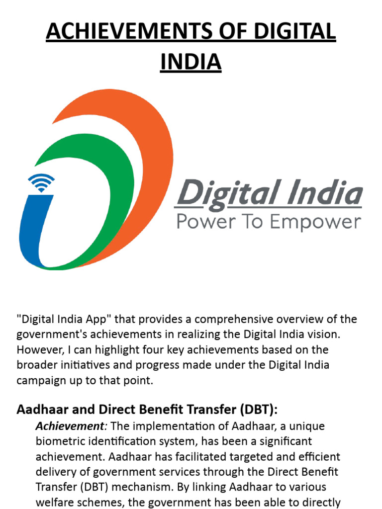 Achievements of Digital India | PDF | Financial Inclusion | Economies