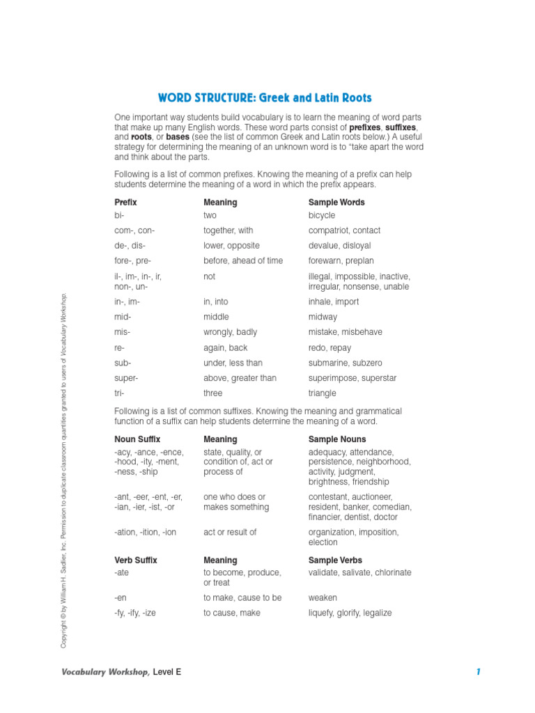 AH Roots Level E | PDF | Adjective | Linguistics