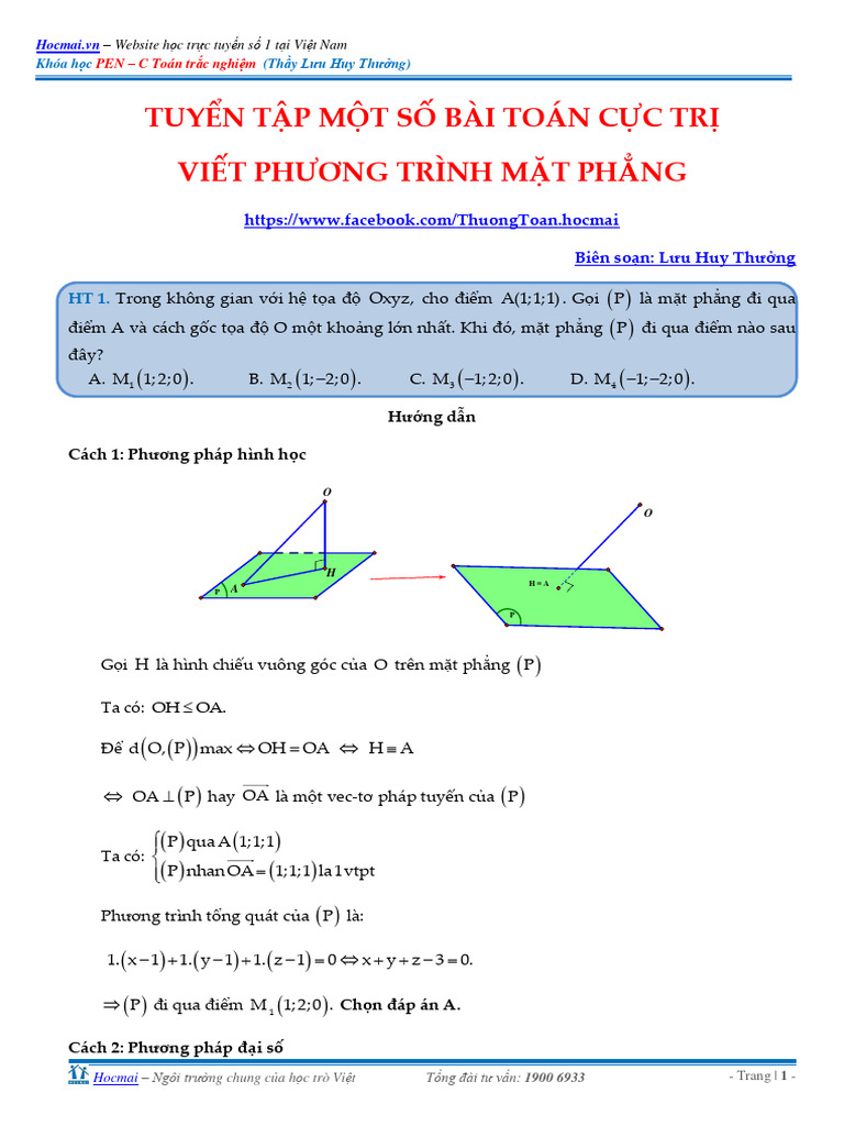 Tuyen Tap Mot So Bai Toan Cuc Tri Trong Hinh Hoc Toa Do Khong Gian Luu ...