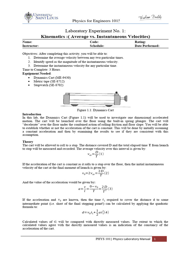 Physics Lab: Kinematics & Projectiles | PDF | Science & Mathematics