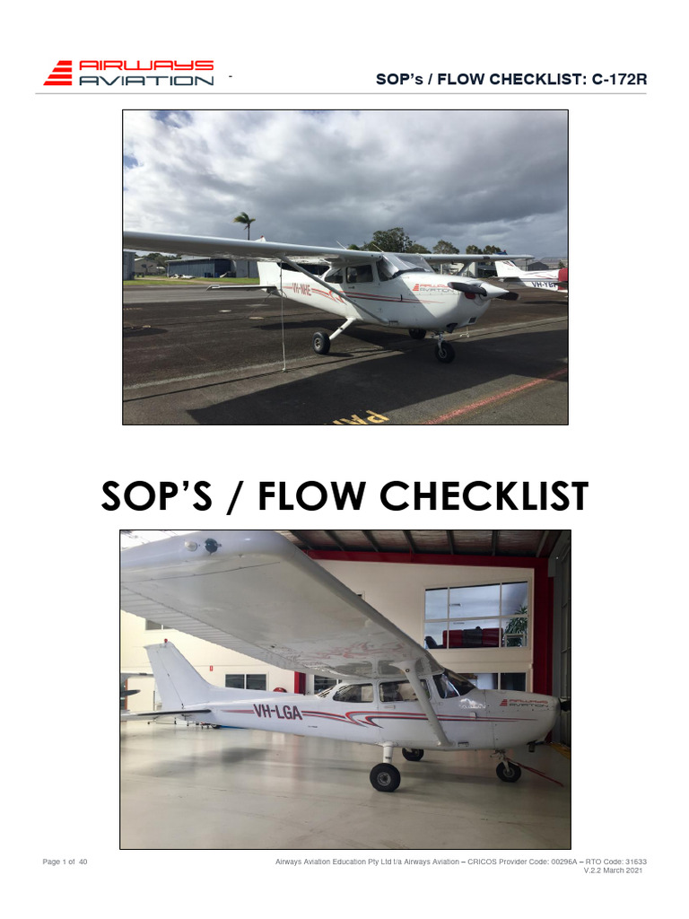 C172R Flow Checklist | PDF | Takeoff | Vehicles
