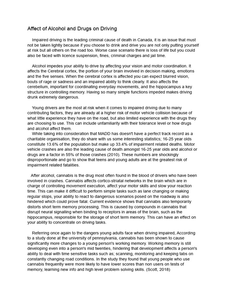 Impaired Driving Research Essay | PDF | Driving Under The Influence ...