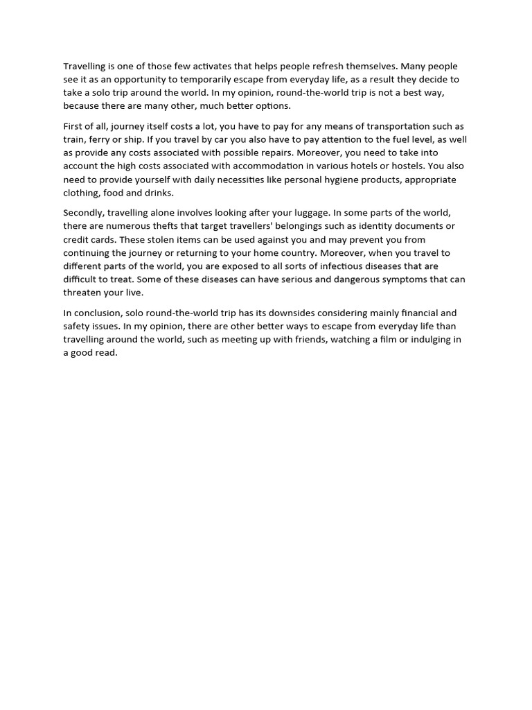 Opinion Essay - World Trip | PDF