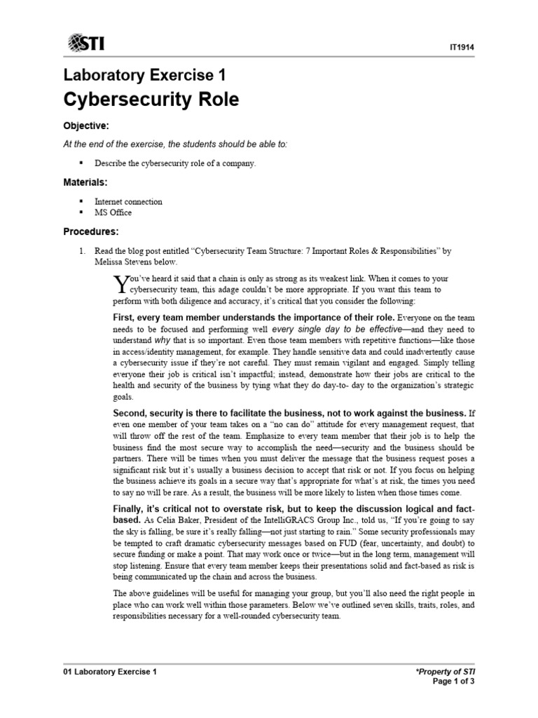 01 Laboratory Exercise 1 | Download Free PDF | Computer Security | Security