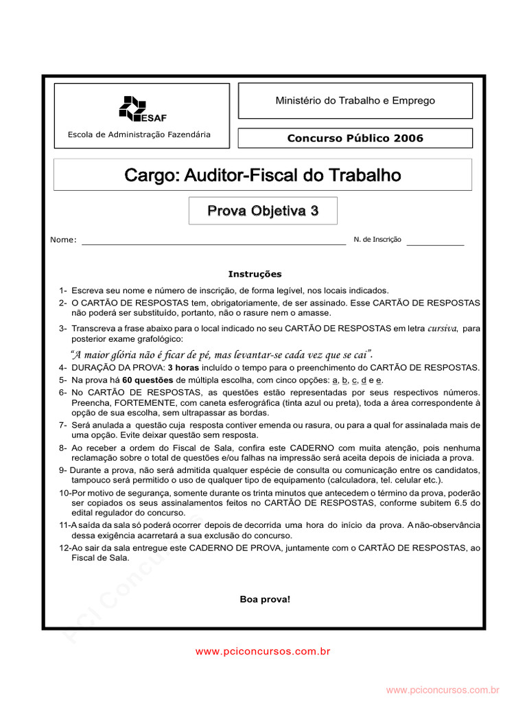 AFT 2006 Prova 3 | PDF