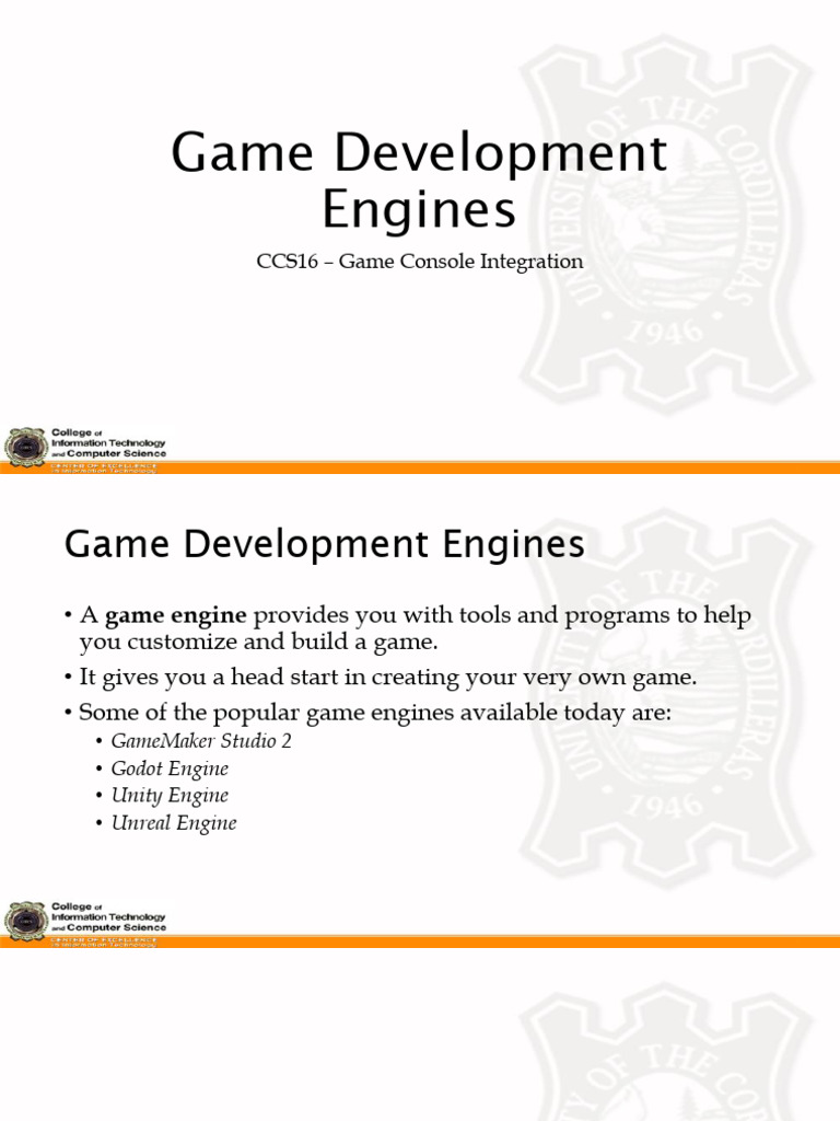 6 0+-+Game+Development+Engines | PDF | Unity (Game Engine) | Software Development