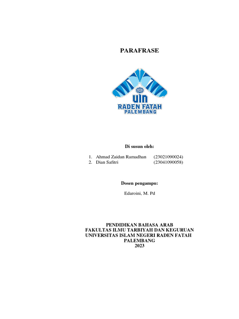 Makalah Parafrase Finish | PDF
