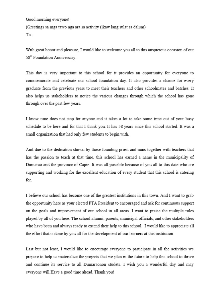 Foundation Day Message | PDF