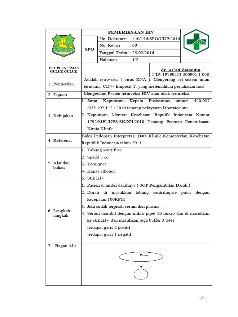 SOP pemeriksaan HIV | PDF