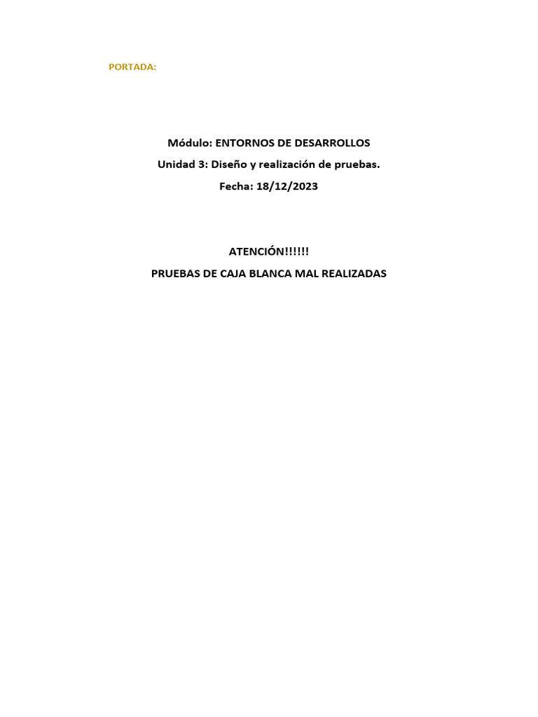 Tarea 03 Diseño y Realización de Pruebas ED | PDF | Java (lenguaje de programación) | Ingeniería ...