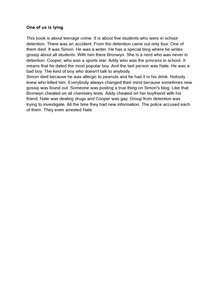 One of Us Is Lying | PDF