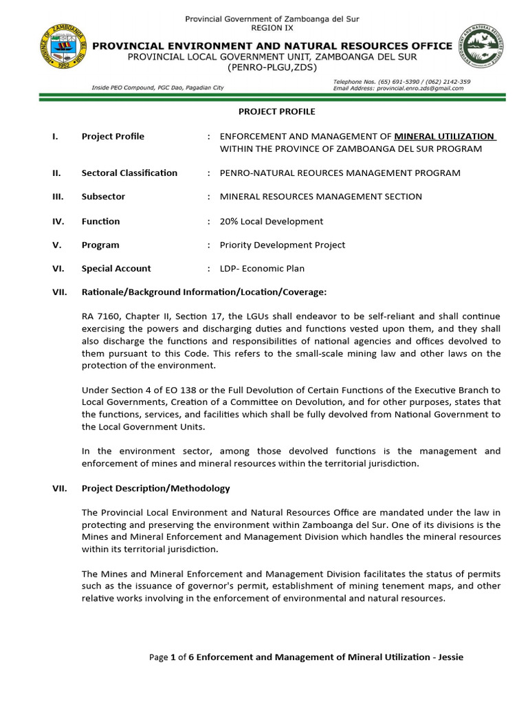 Mineral Resource Management in Zamboanga | PDF | Business | Technology & Engineering