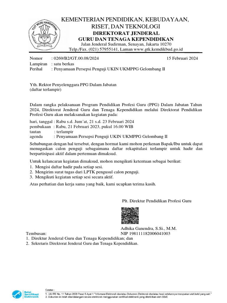 0269 - B2 - GT.00.08 - 2024 SU Penyamaan Persepsi Calon Penguji UKIN PPG Daljab Gelombang 2 ...