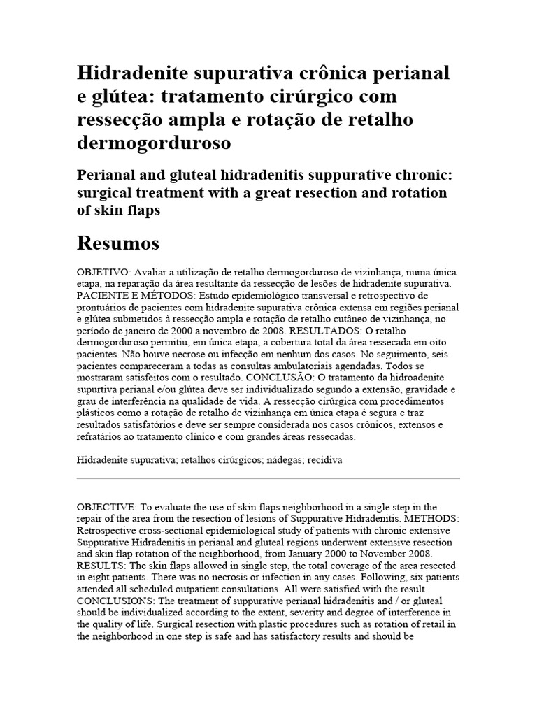Tratamento Cirúrgico da Hidradenite Perianal | PDF | Inflamação | Diabetes