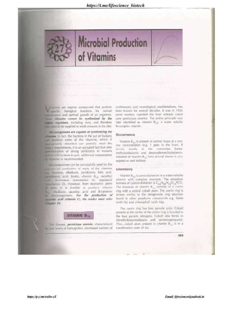 Microbial Production of Vitamins - SN | PDF