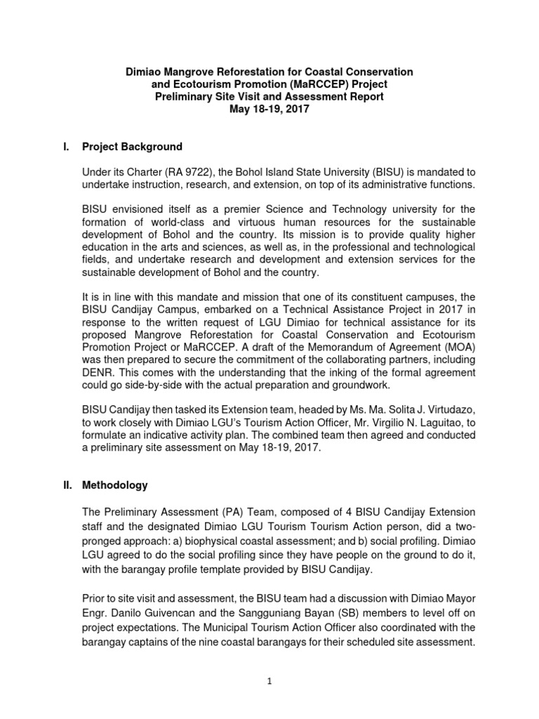 Dimiao Mangrove Assessment Report | Download Free PDF | Mangrove | Natural Environment