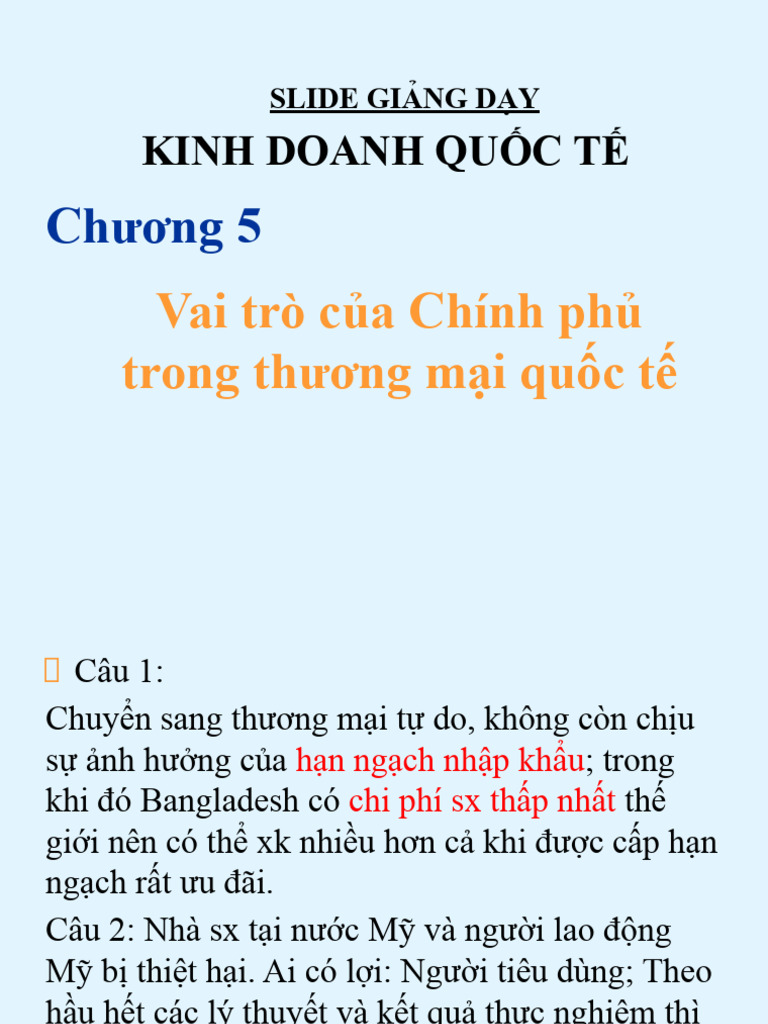 Chương 6 Và 7 - Vai Trò C A Chính PH Trong TMQT | PDF