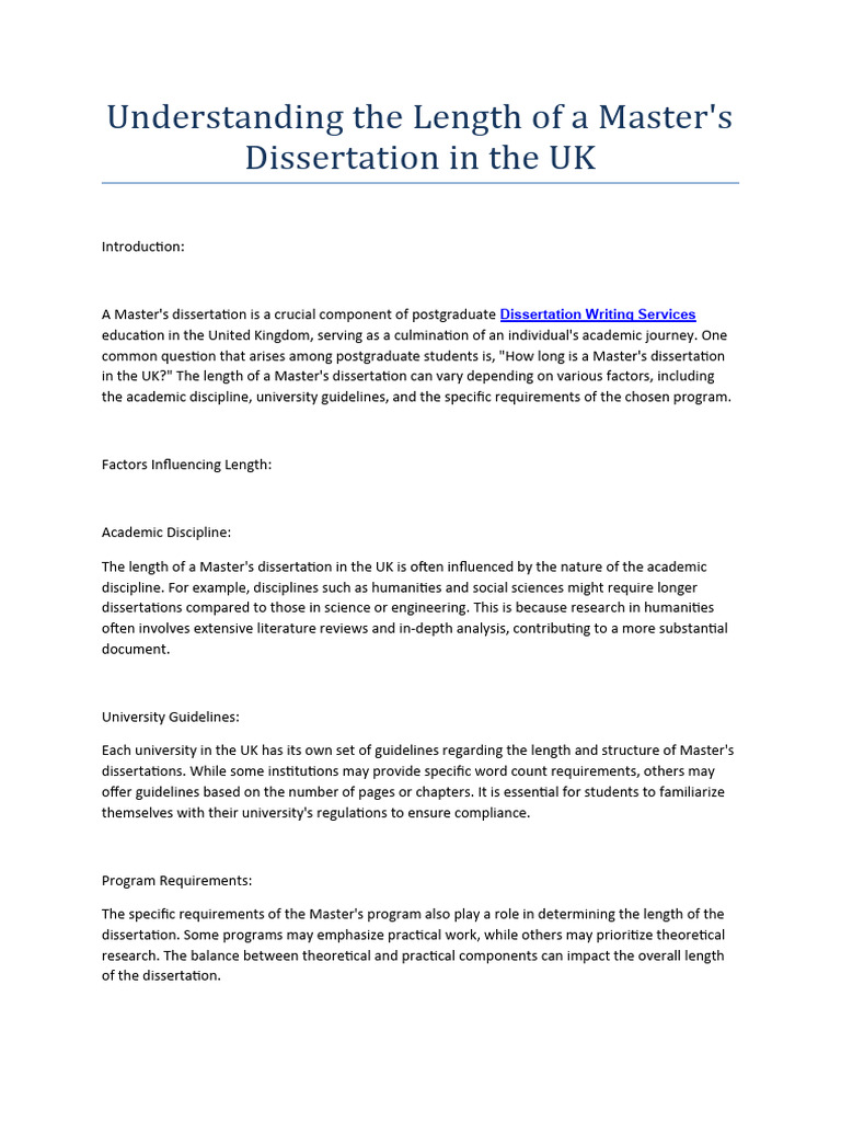 Master's Dissertation Length in the UK | PDF | Thesis | Master's Degree
