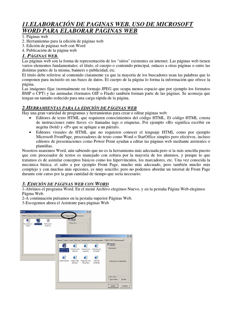 Crear Páginas Web con Word | PDF | Página web | HTML