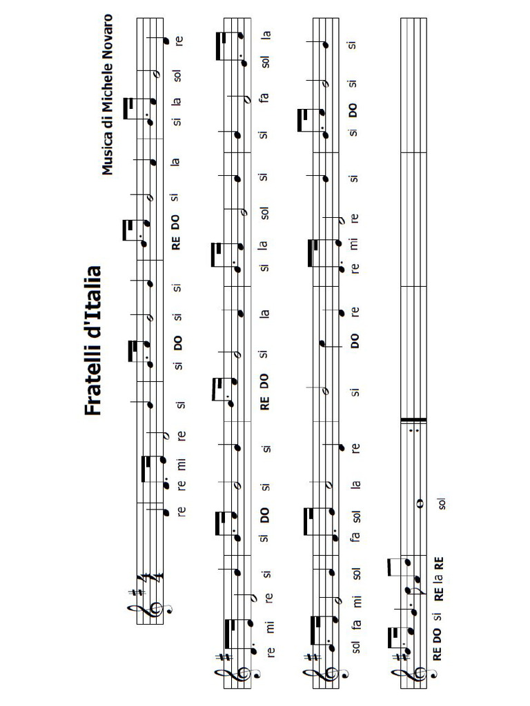 Inno Di Mameli Spartito | PDF