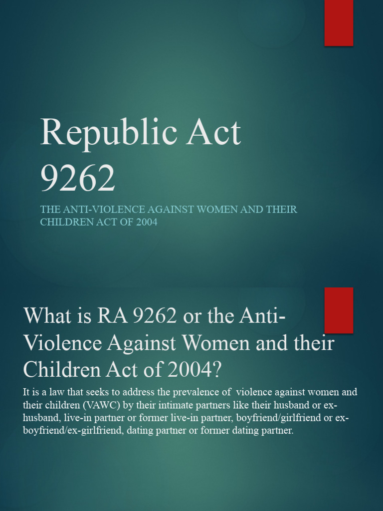 Republic Act 9262 or VAWC Lecture | PDF | Restraining Order | Domestic ...