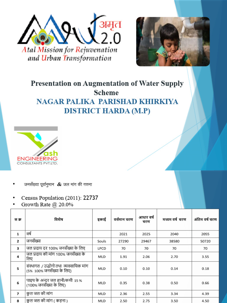 Presentation On Augmentation of Water Supply Scheme: Nagar Palika ...
