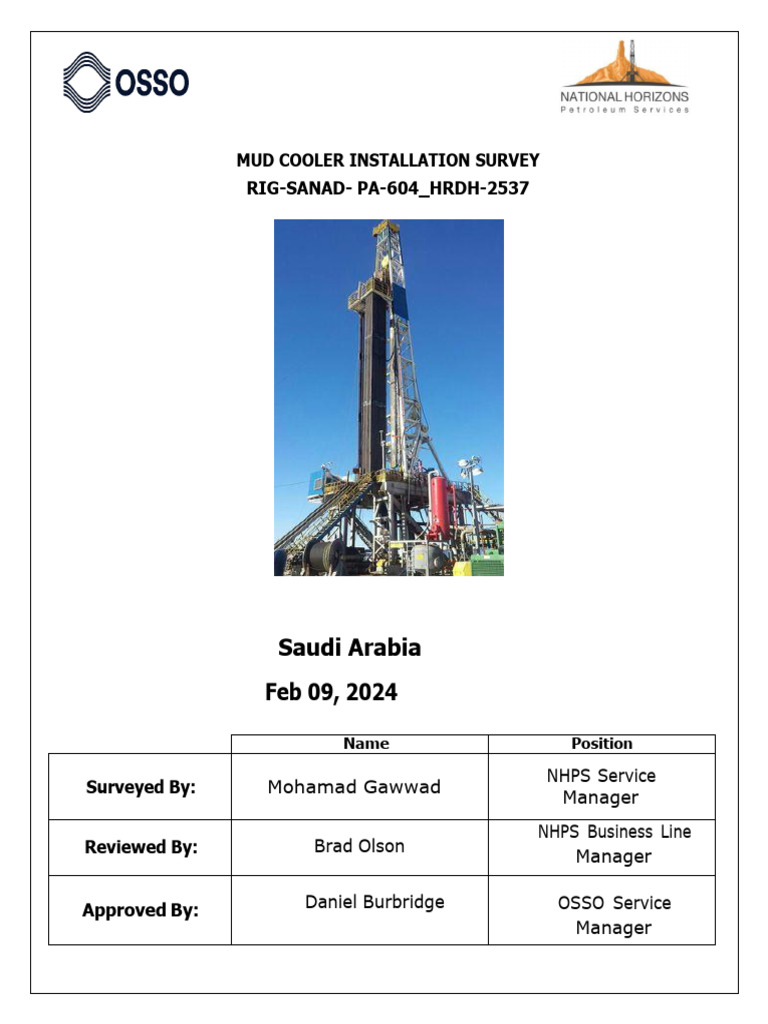 SANAD-604 - Mud Cooler Survey - Baker Hughes | PDF