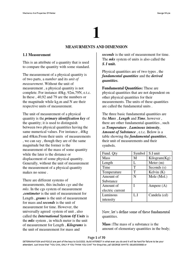 Mechanics and Properties of Matter1 | PDF | Euclidean Vector | Measurement