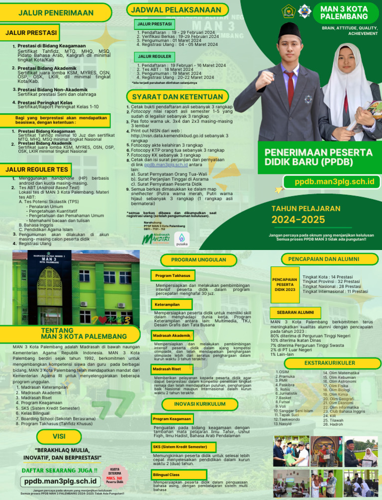 Brosur PPDB Man 3 Palembang 2024 | PDF