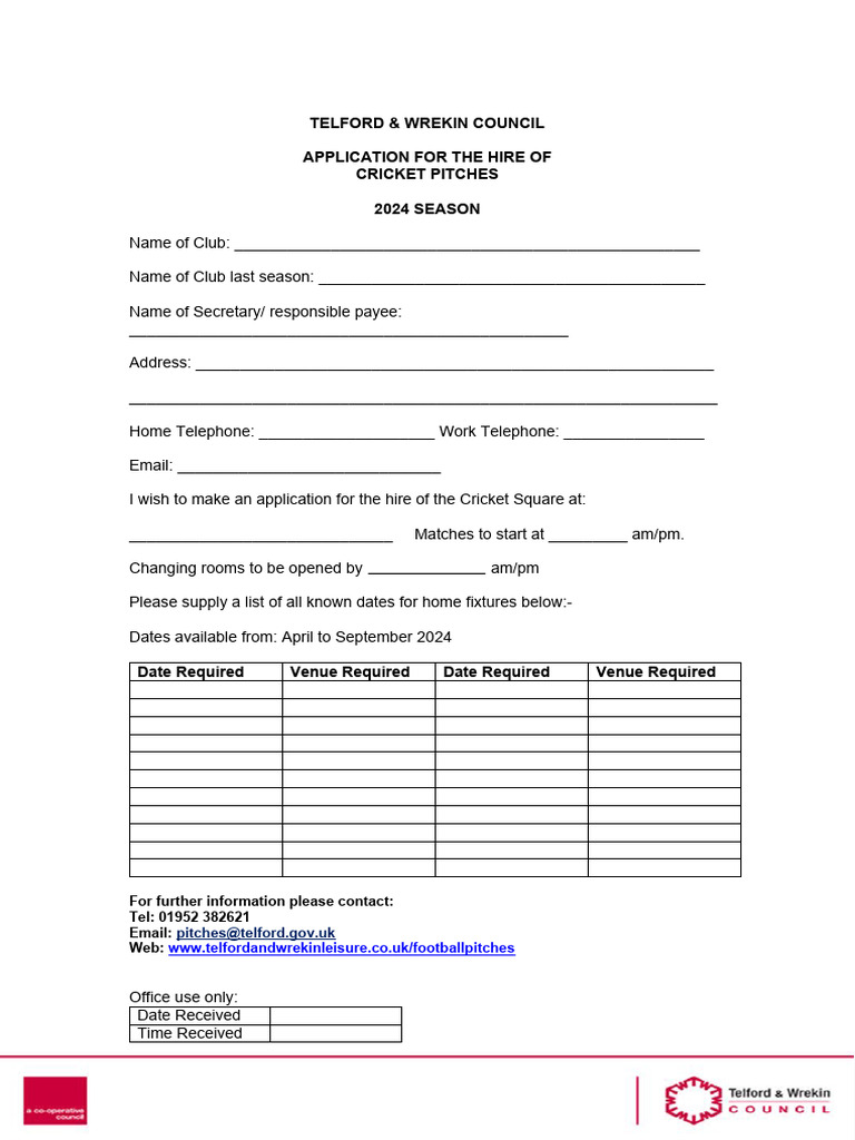 Cricket Application Form 2024 | PDF | Cricket | Ball And Bat Games