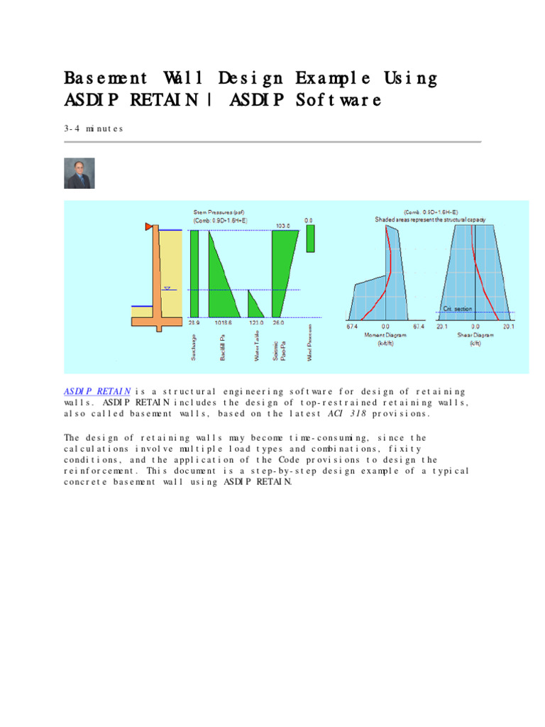 Basement Wall Design Example Using ASDIP RETAIN ASDIP Software | PDF ... Basement Wall Design Example Using ASDIP RETAIN ASDIP Software | PDF ...