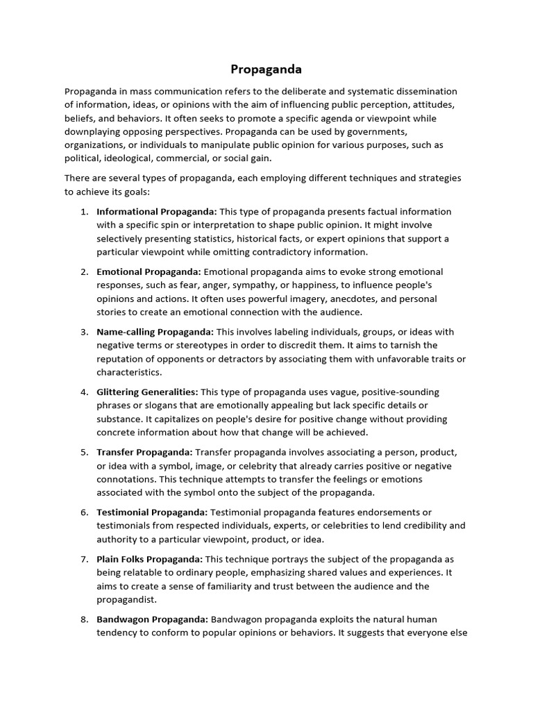 Propaganda Notes | PDF