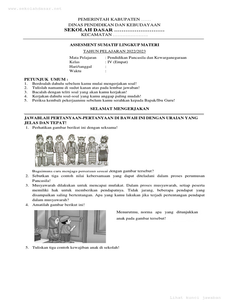 Soal Asesmen Sumatif Kelas 4 Mapel Pendidikan Agama Islam Pdf - EmriDev