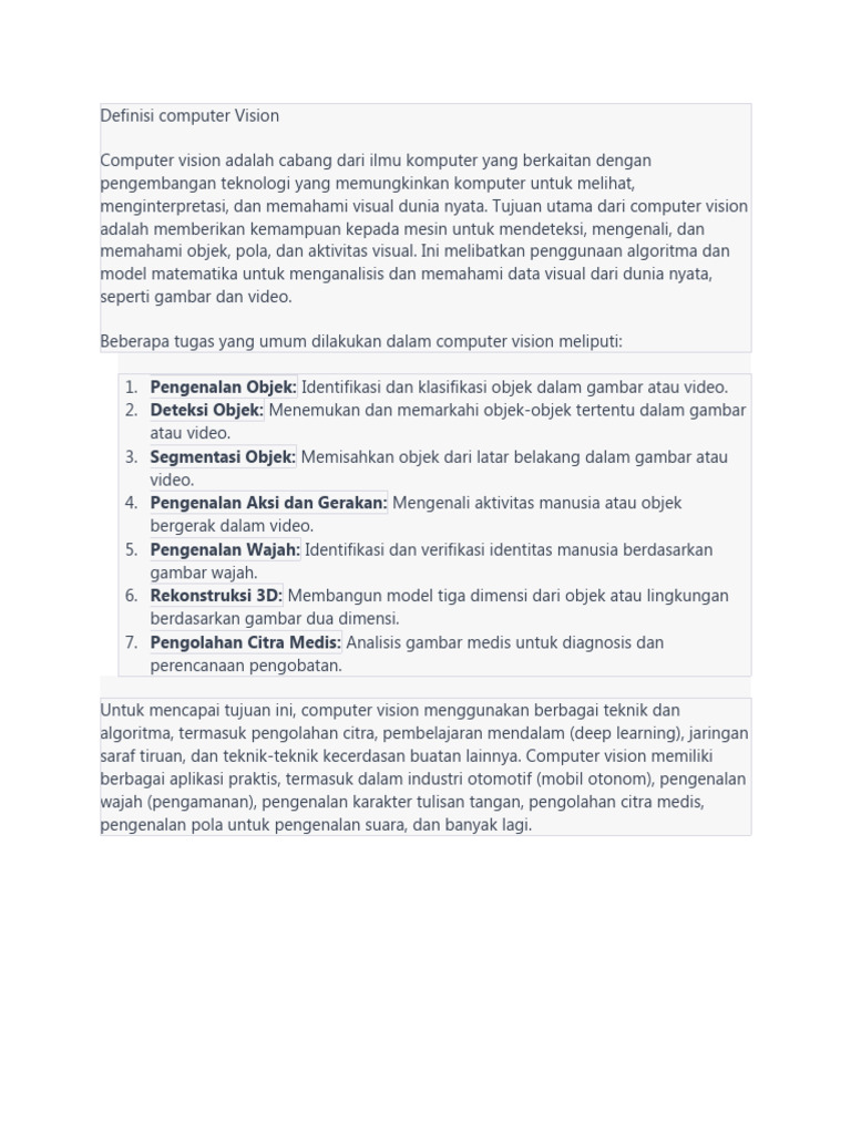 Definisi Computer Vision | PDF