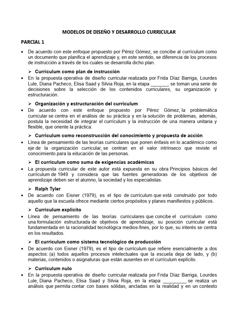 Cuestionarios Modelo Dño y DLL Curricular | PDF | Plan de estudios ...