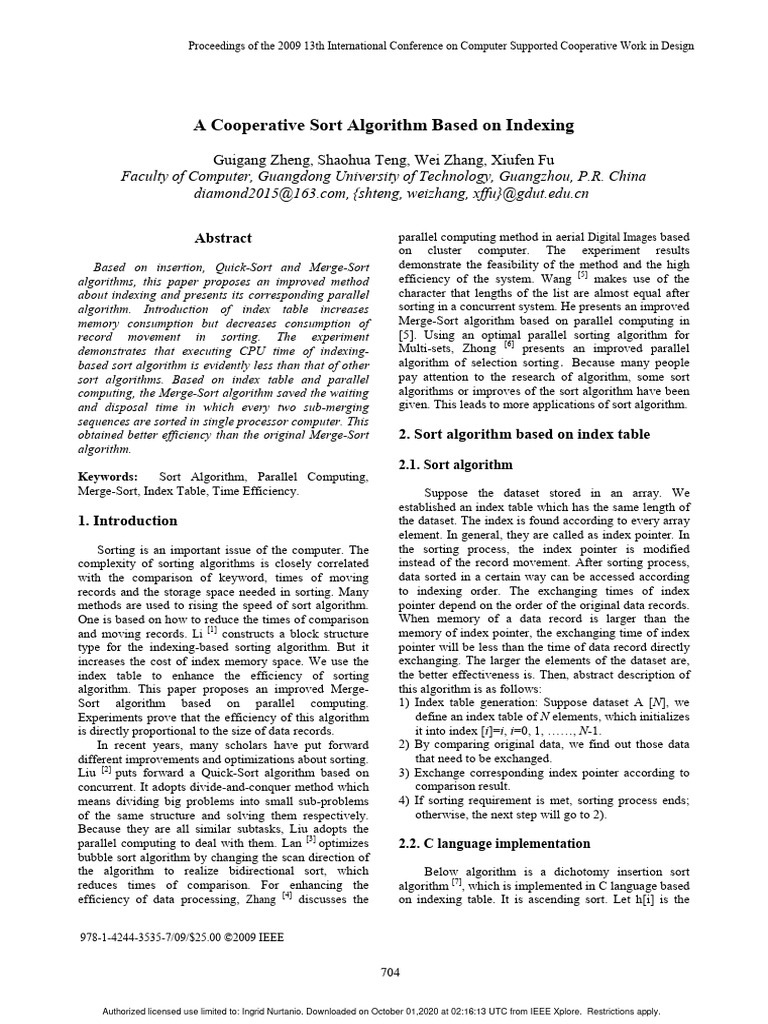 A Cooperative Sort Algorithm Based On Indexing | PDF | Parallel ... A Cooperative Sort Algorithm Based On Indexing | PDF | Parallel ...