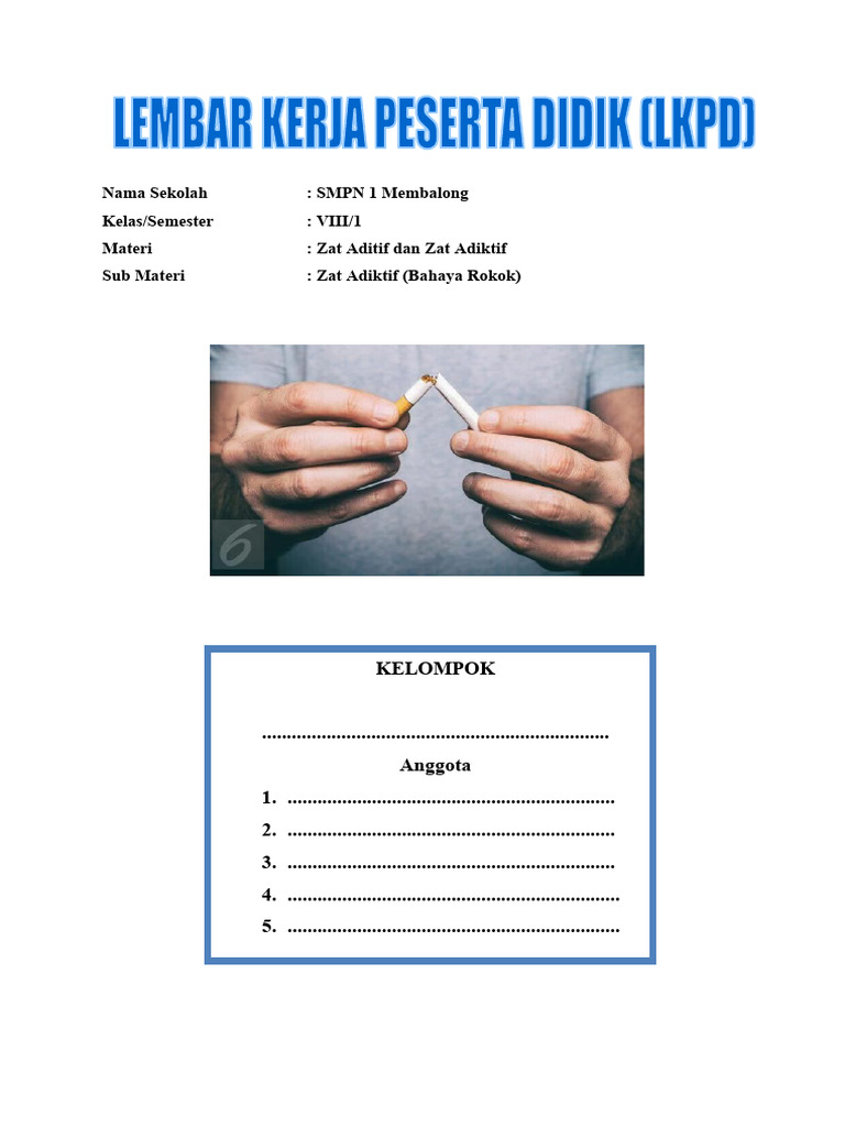 LKPD Bahaya Rokok | PDF | Pengembangan Diri