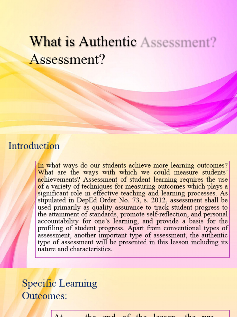 Understanding Authentic Assessment Pdf Educational Assessment Learning