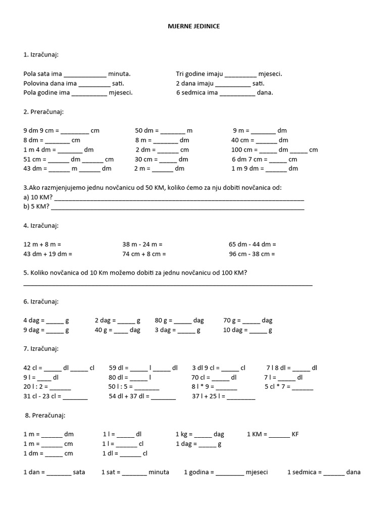 Mjerne Jedinice | PDF
