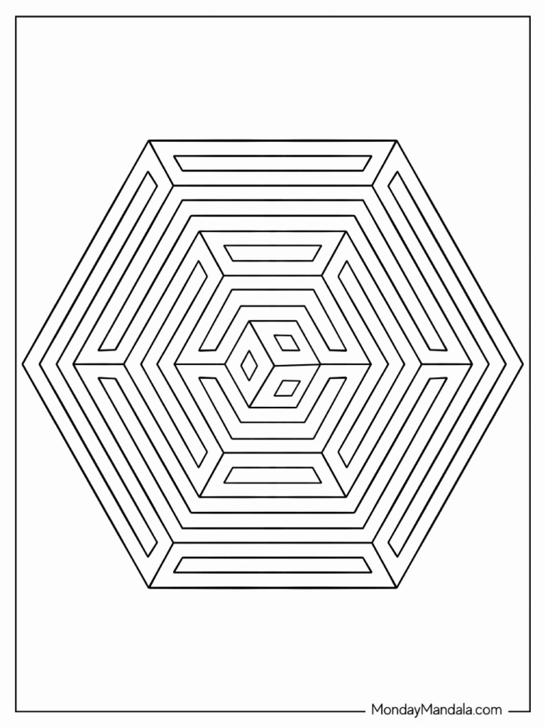 Honeybee Hexagon Coloring Page | PDF