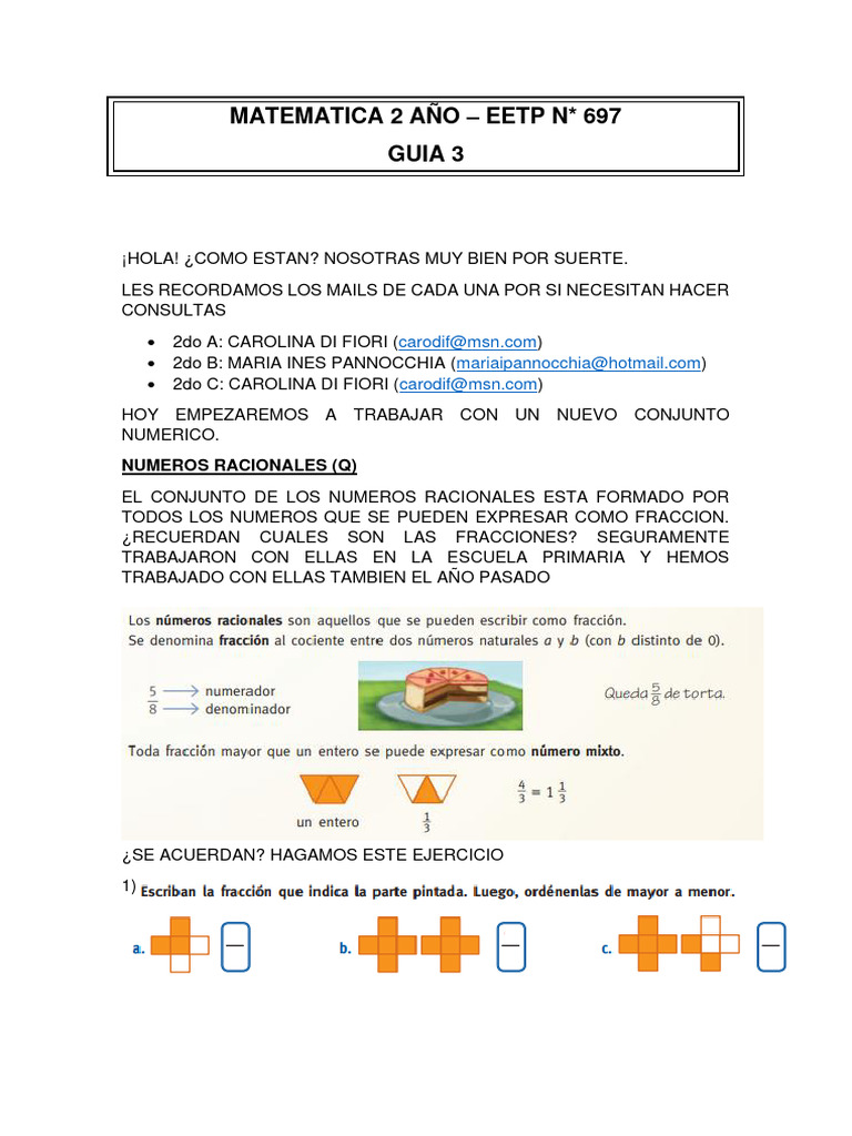 Guia 1 en 2022 MATEMATICA 2do | PDF