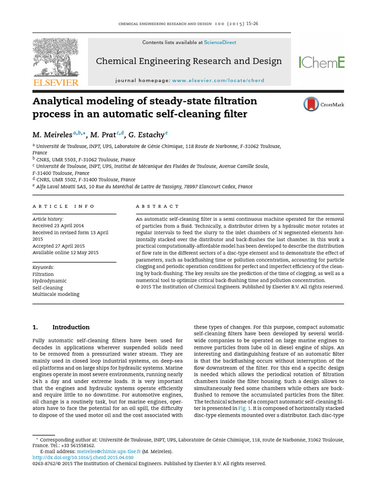 Analytical Modeling of Steady State Filtration PR - 2015 - Chemical Engineering | Download Free ...