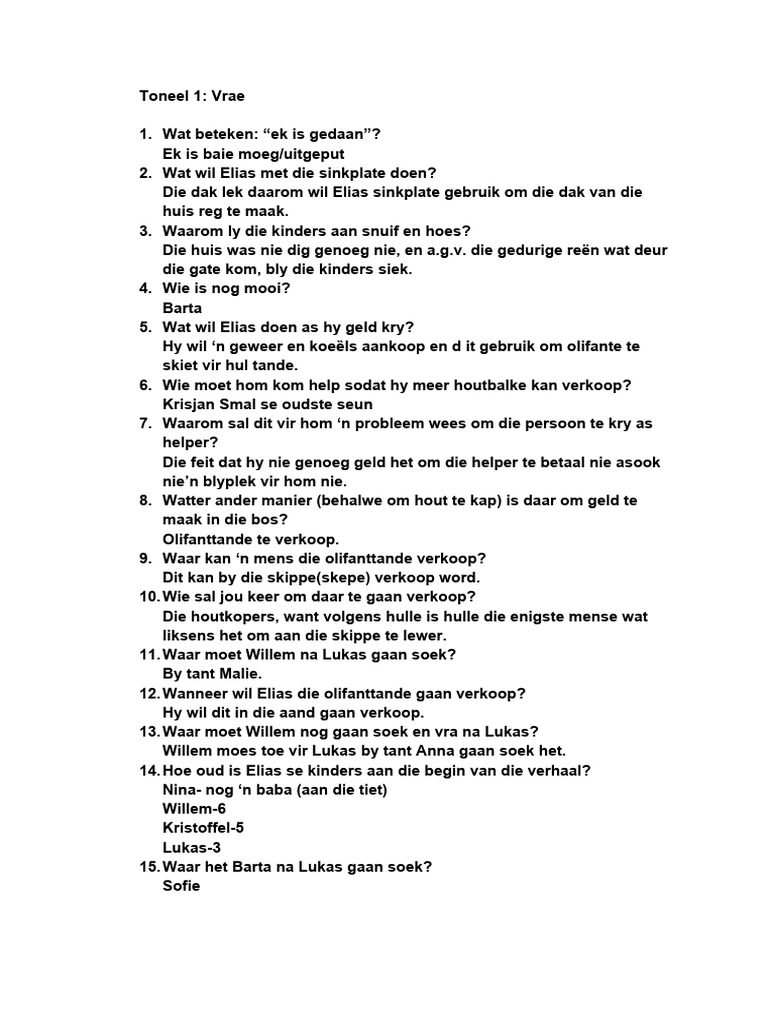 Bedryf 1 Toneel 1 | PDF