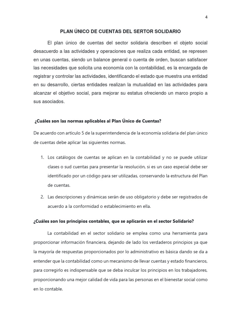 Plan Unico de Cuentas Sector Solidario | PDF