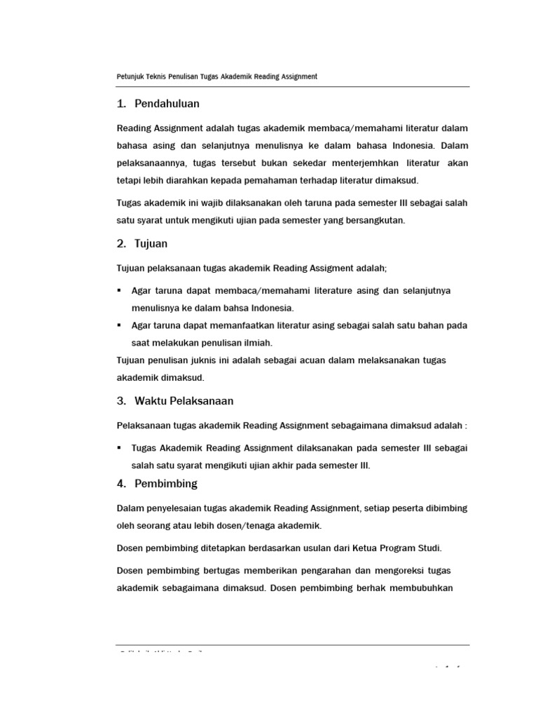 Juknis Penulisan READING ASSIGNMENT OK TPH | PDF