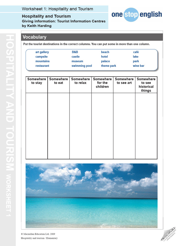 Hospitality and Tourism Worksheets | PDF | Service Industries | Tourism