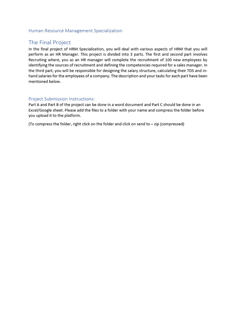 Human Resource Management Specialization - Final Project | PDF