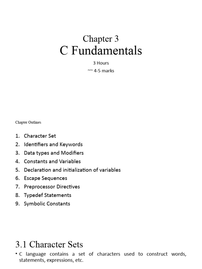 Chapter 3: Basic C Concepts | PDF | C (Programming Language) | Software