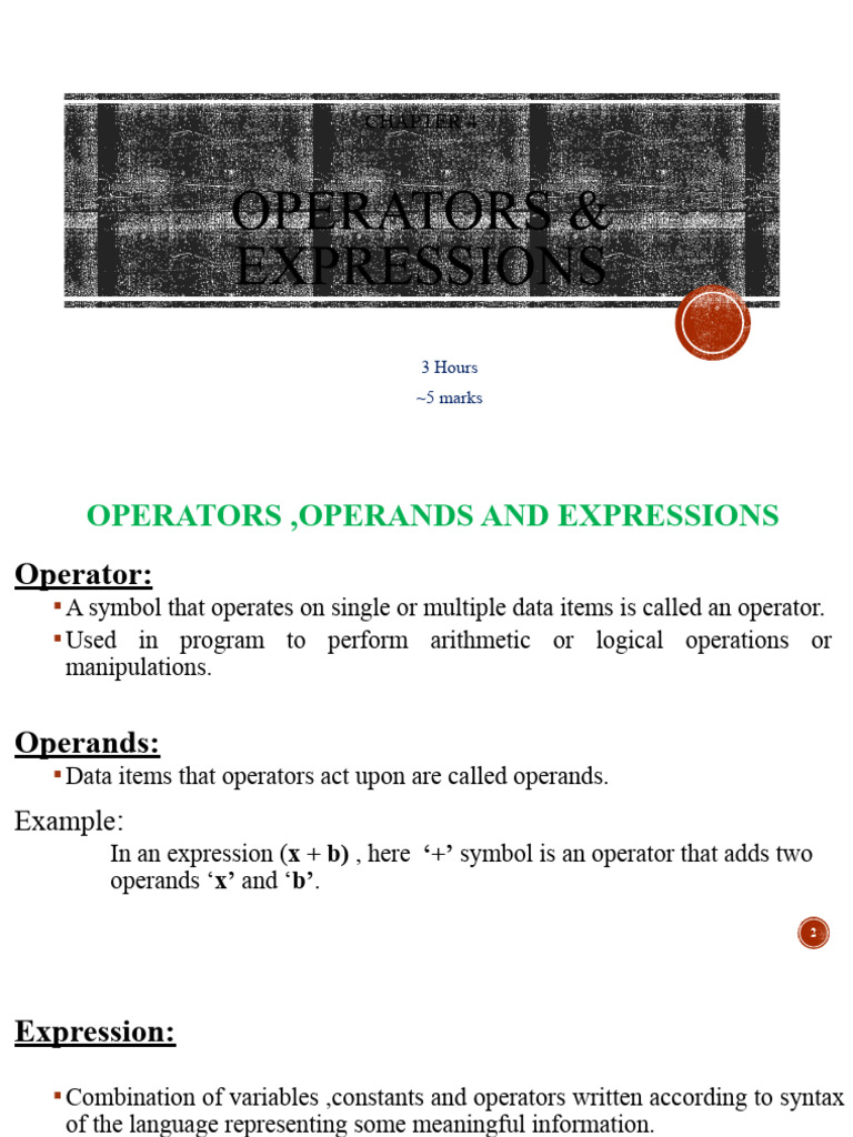 Chapter 4 Operators And Expressions Pdf Integer Computer Science